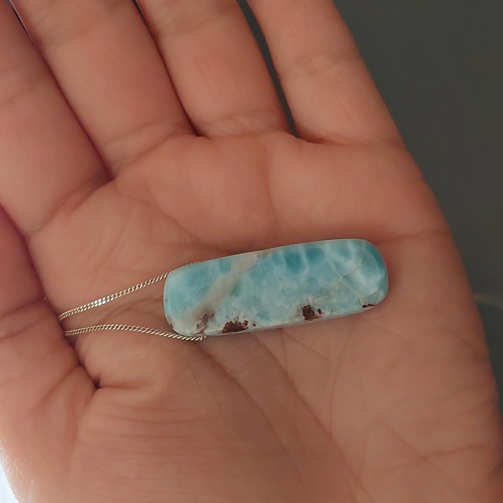Beautiful Red Larimar Crystal Healing Pendant Necklace - Gem